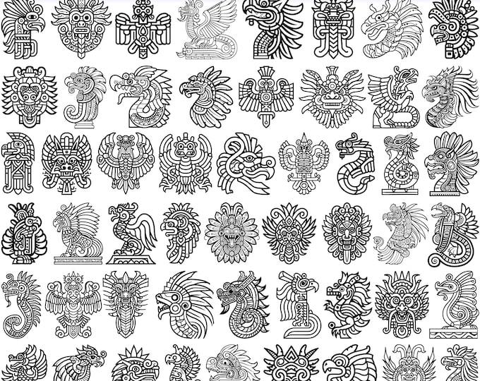 Aztec Maya Quetzalcoatl Feathered Serpent Codex Artifact Carved Deity ...