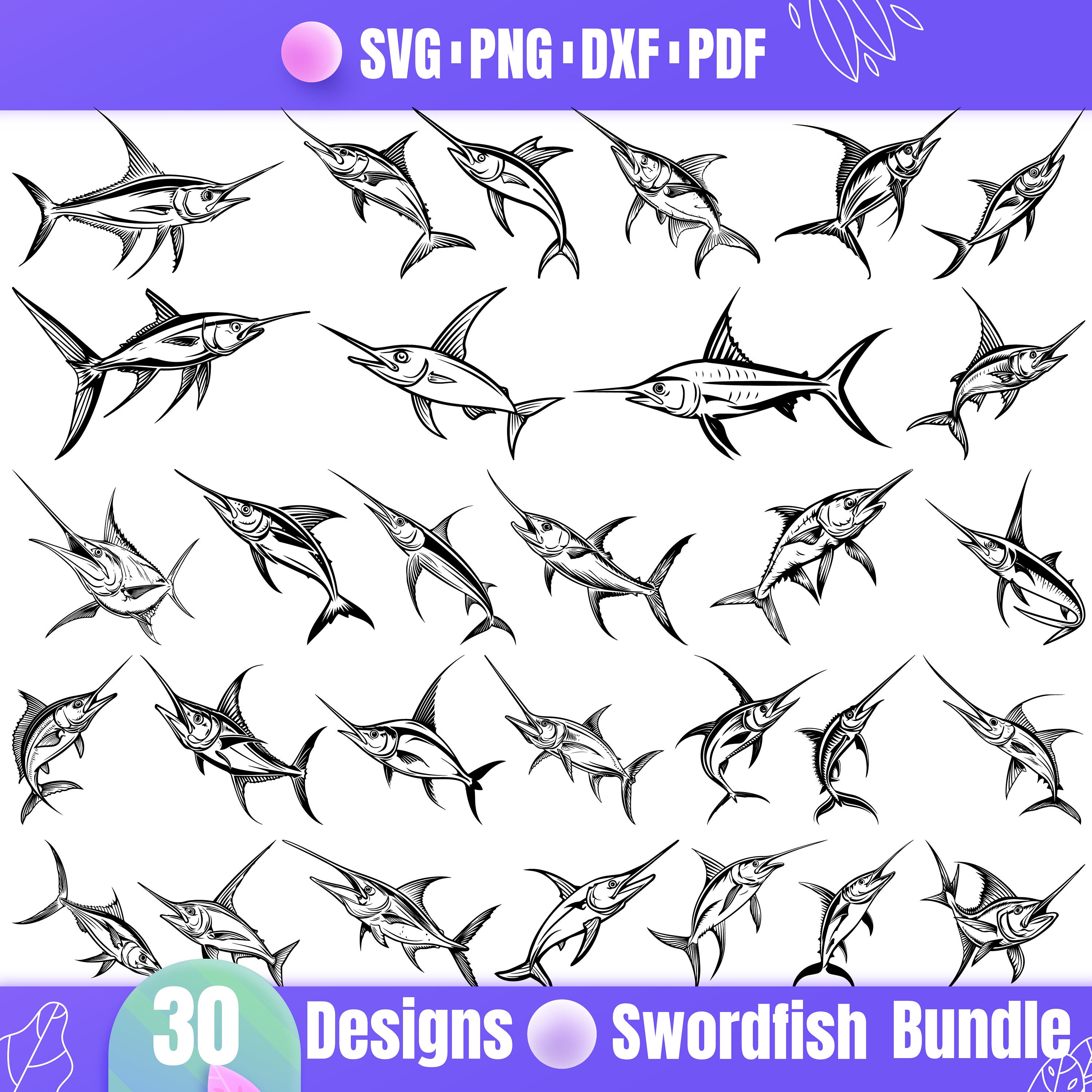High Quality Swordfish SVG Bundle, Swordfish Dxf, Swordfish Png ...
