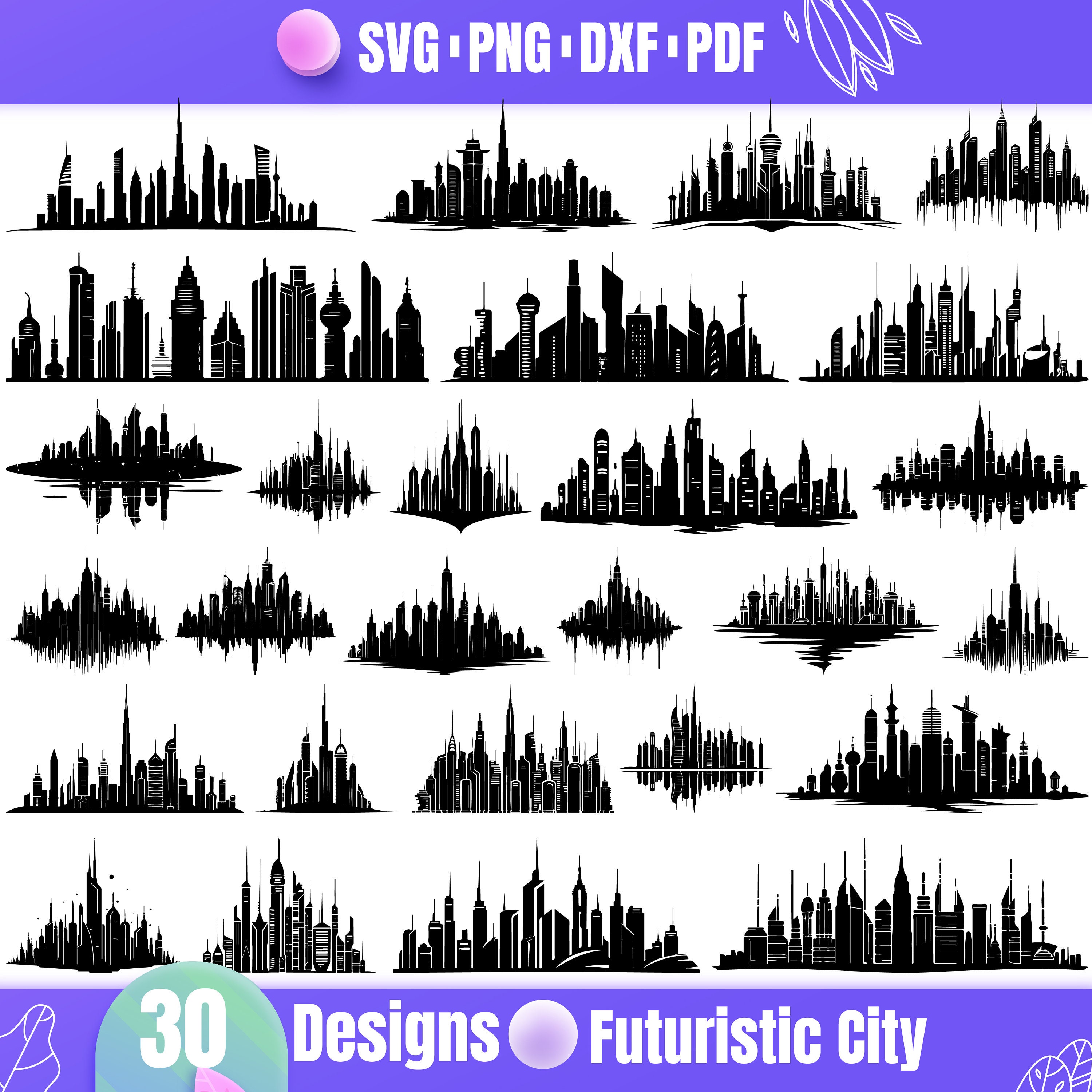 High Quality Futuristic City SVG Bundle, Futuristic City Dxf, Futuristic City Png,futuristic ...