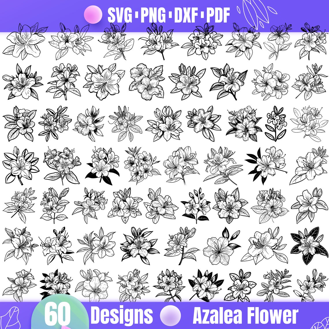 High Quality Azalea Flower SVG Bundle, Azalea Flower Dxf, Azalea Flower ...