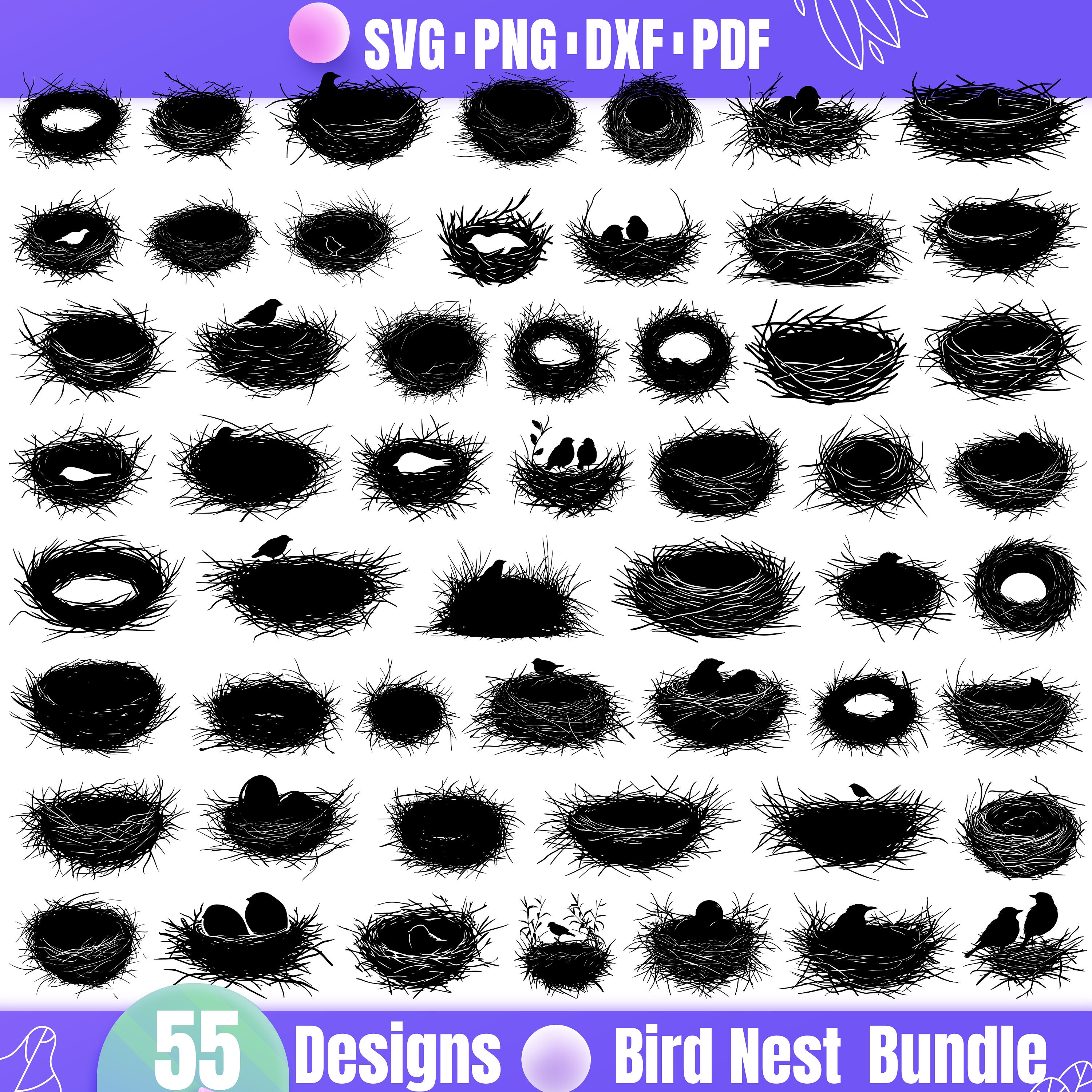 High Quality Bird Nest SVG Bundle, Bird Nest Dxf, Bird Nest Png, Bird ...