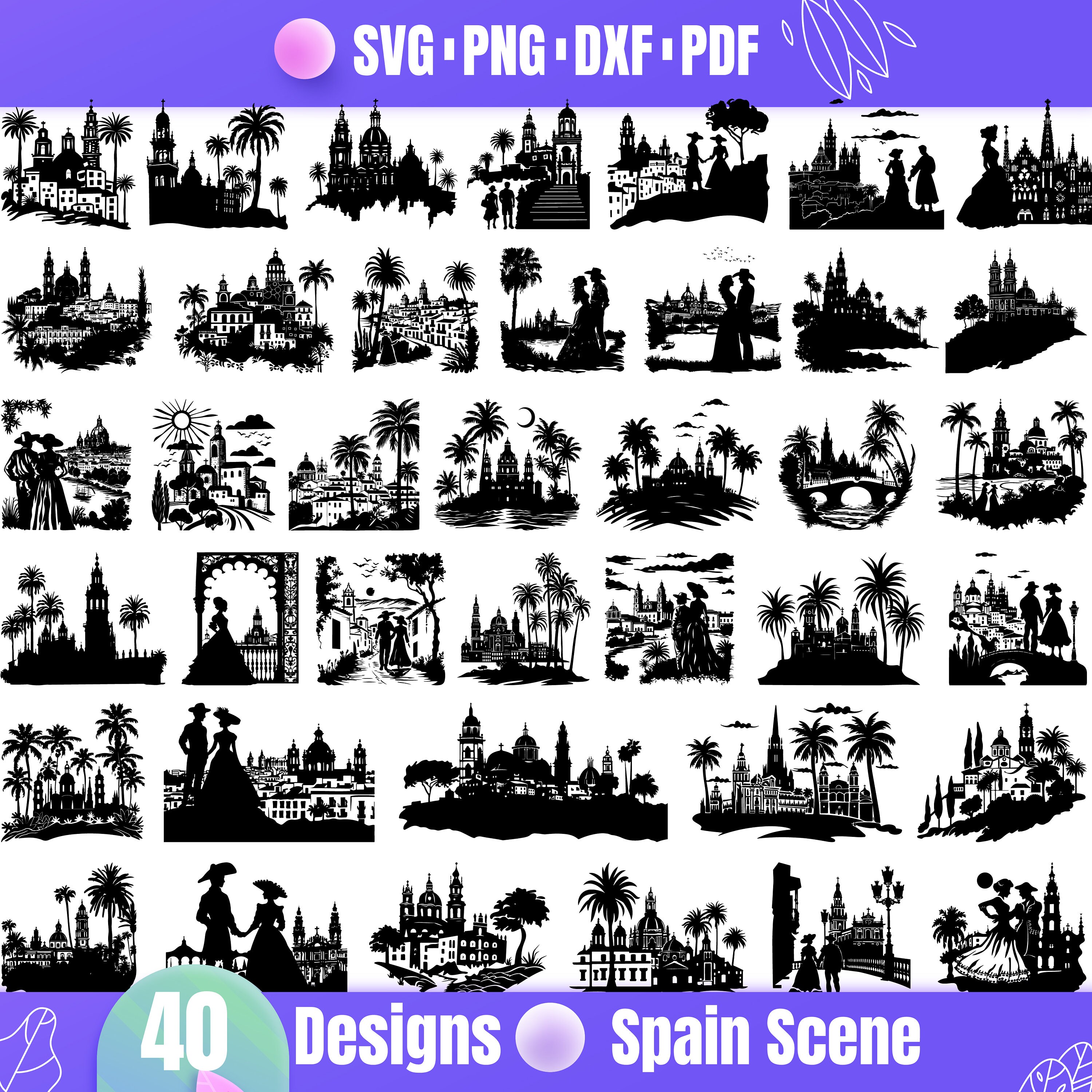 High Quality Spain Scene SVG Bundle, Spain Scene Dxf, Spain Scene Png ...