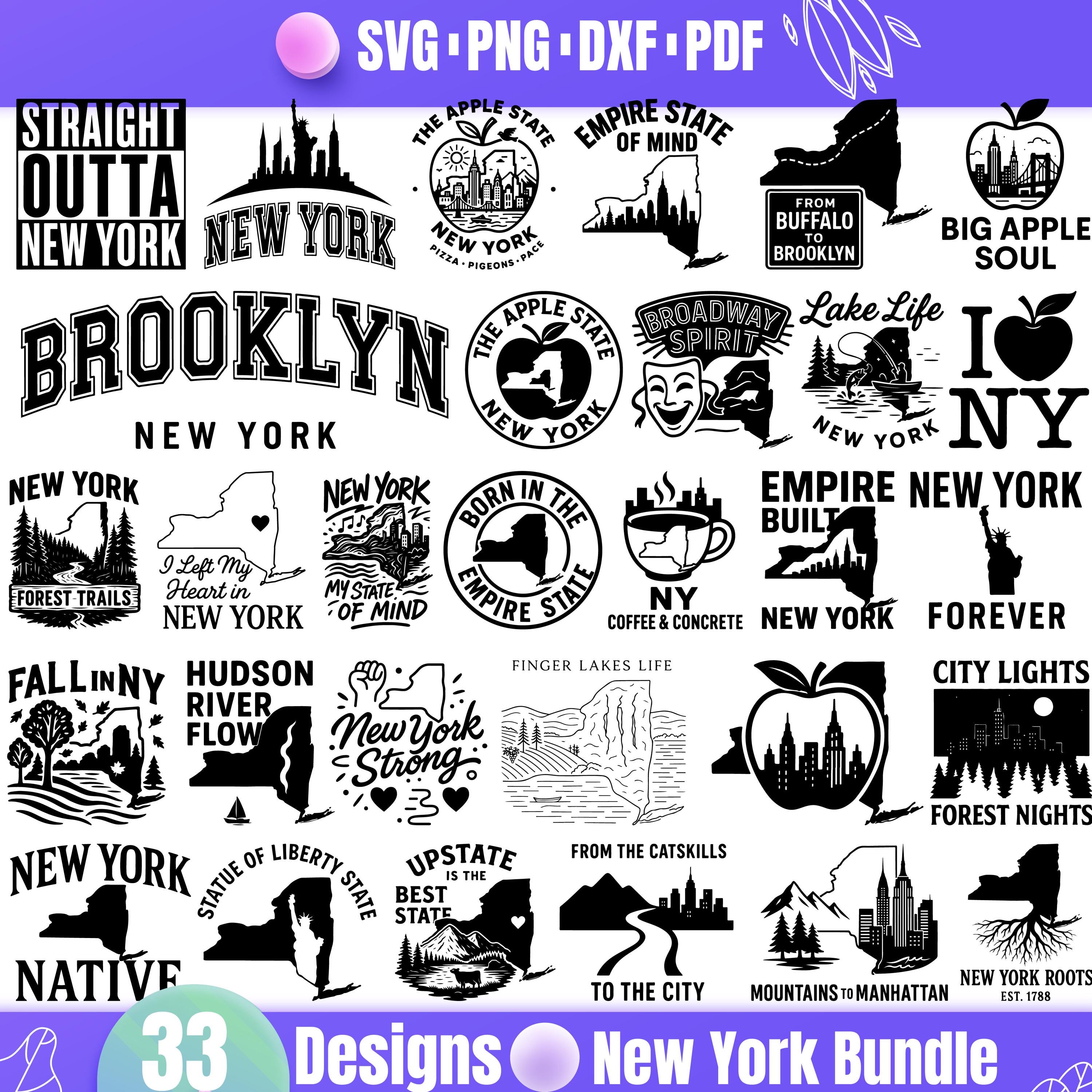 New York SVG Bundle | 33 New York State Designs | I Love NY | Upstate ...