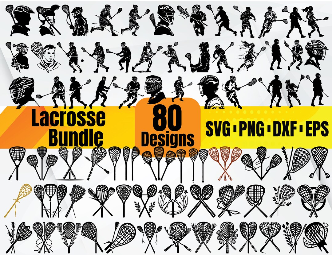 80 Lacrosse SVG Bundle, Lacrosse Player Silhouette, Lacrosse Sticks SVG ...
