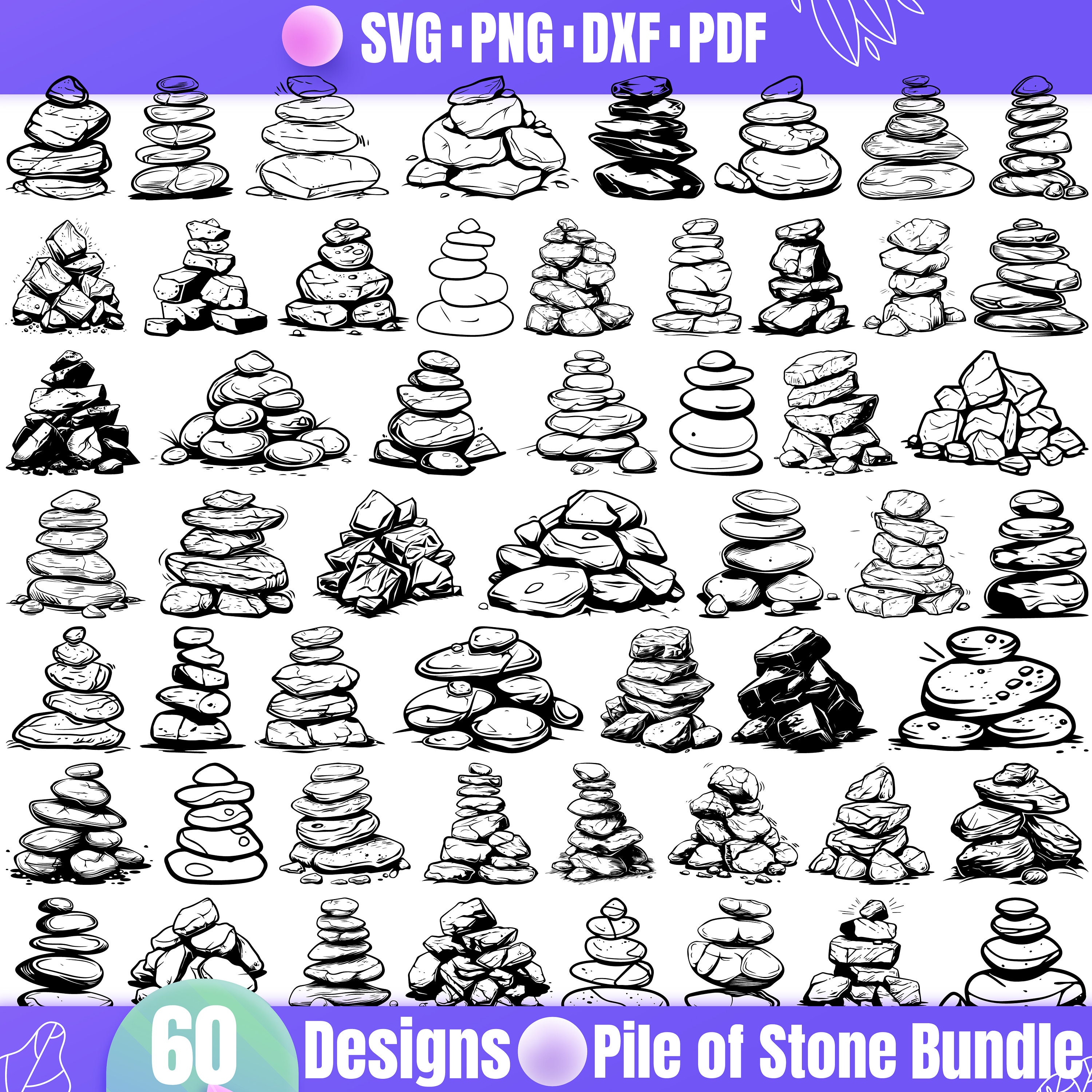 High Quality Pile of Stones SVG Bundle, Pile of Rocks Svg,pile of ...