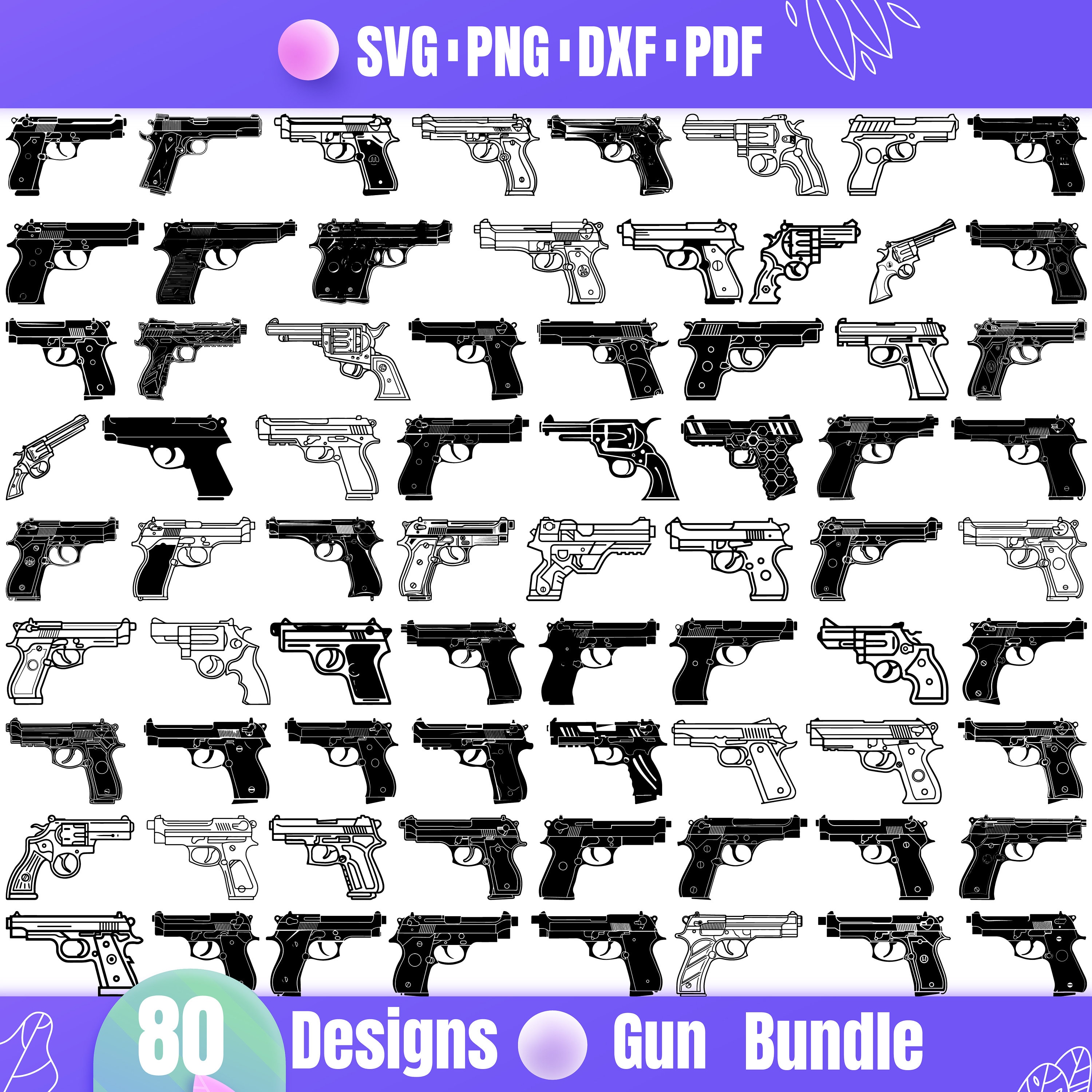 High Quality Gun SVG Bundle, Gun Dxf, Gun Png, Gun Vector, Gun Clipart ...