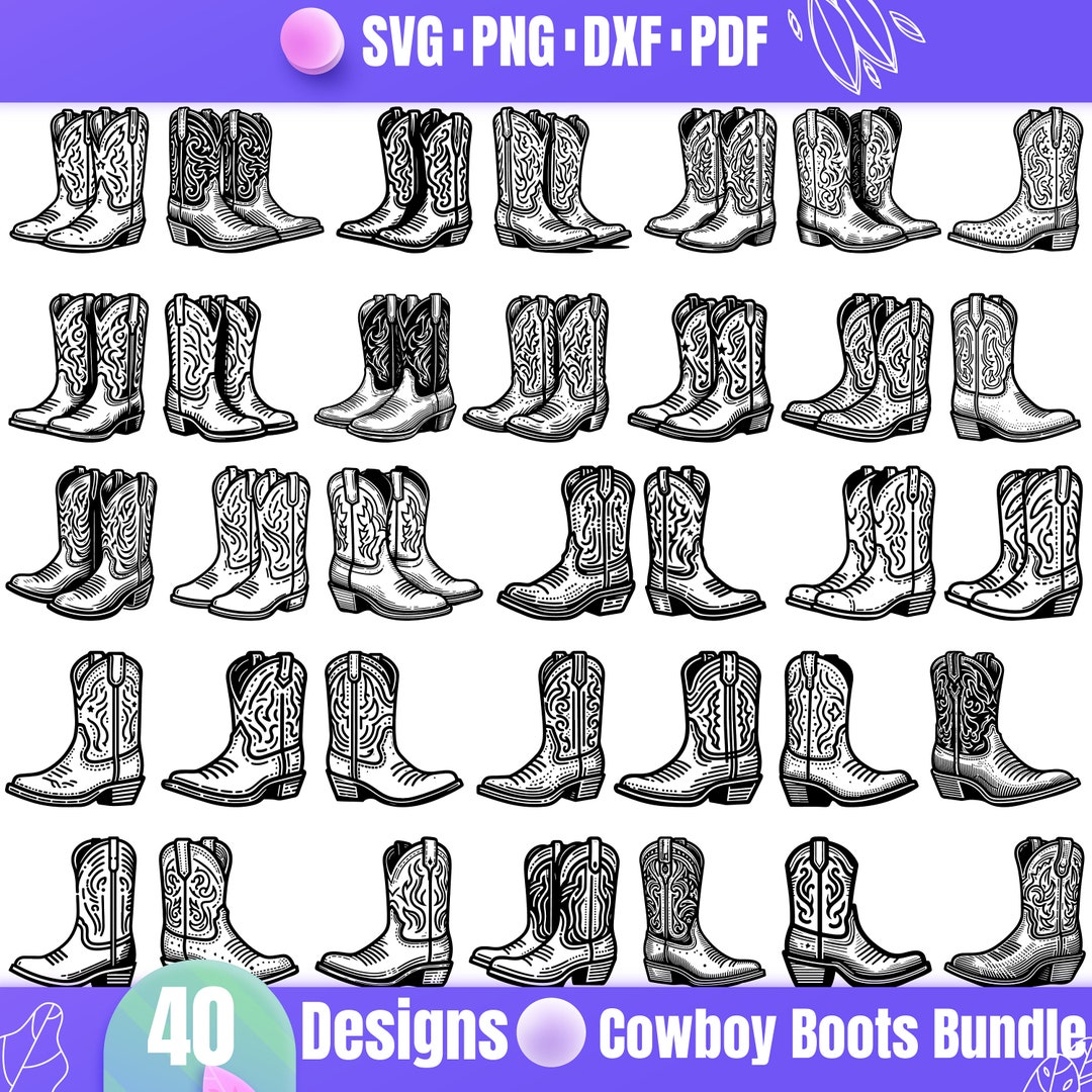 High Quality Cowboy Boots SVG Bundle, Cowboy Boots Dxf, Cowboy Boots ...