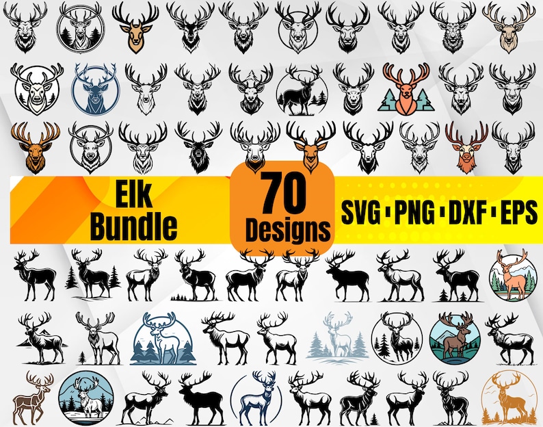 High Quality Elk SVG Bundle, Elk Monogram, Elk Dxf, Elk Png, Elk Eps ...