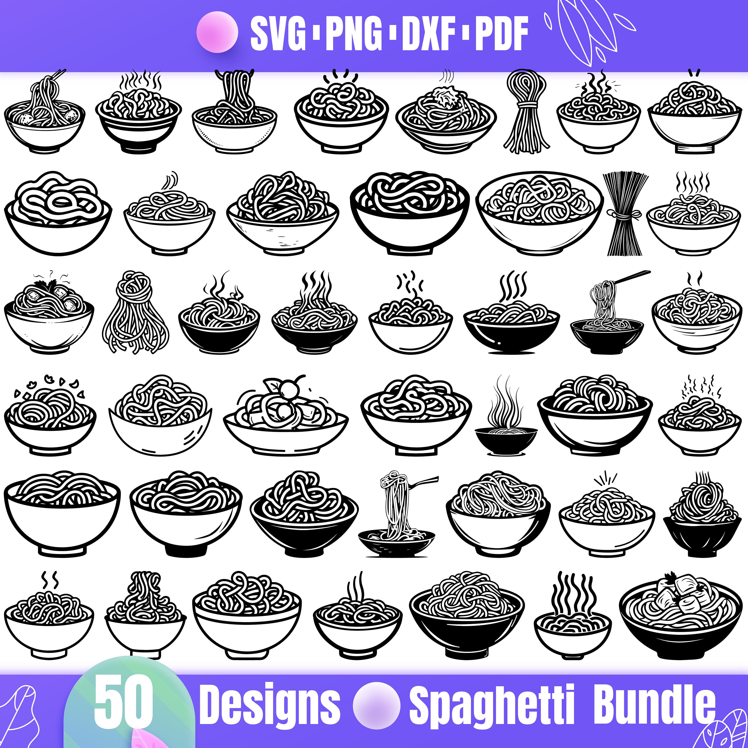 High Quality Spaghetti SVG Bundle, Spaghetti Dxf, Spaghetti Png ...