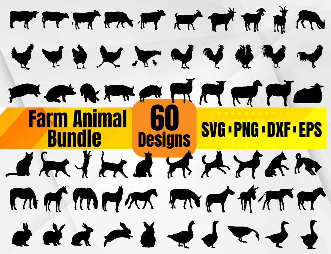 Farm Animal Svg | Rustic Farm Animals Clipart for Crafts - Etsy