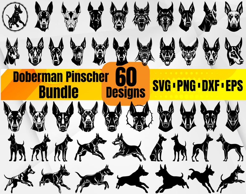 High Quality Doberman Pinscher SVG Bundle, Doberman Face Svg, Doberman ...