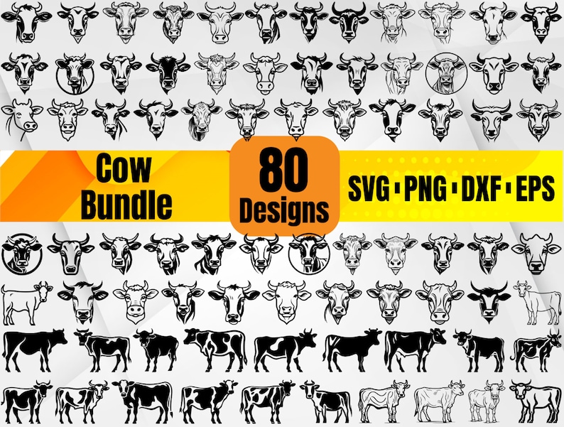 High Quality Cow SVG Bundle, Cow Dxf, Cow Png, Cow Eps, Cow Vector, Cow ...