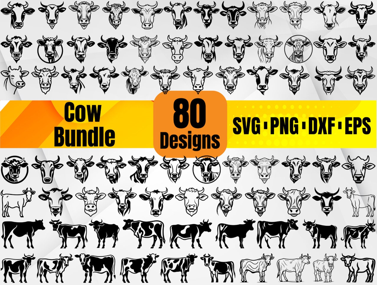 High Quality Cow SVG Bundle, Cow Dxf, Cow Png, Cow Eps, Cow Vector, Cow ...