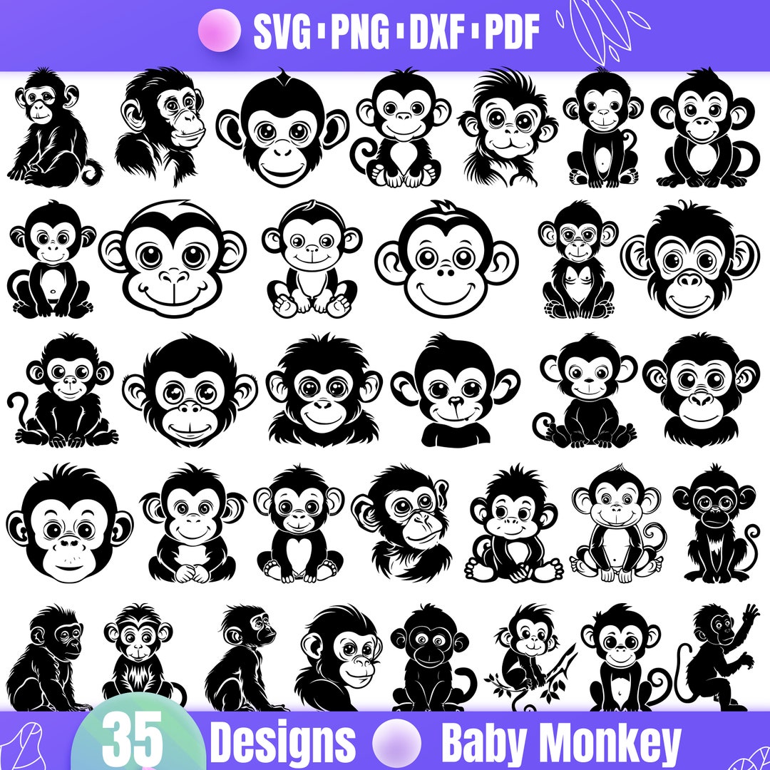 High Quality Baby Monkey SVG Bundle, Baby Monkey Dxf, Baby Monkey Png ...