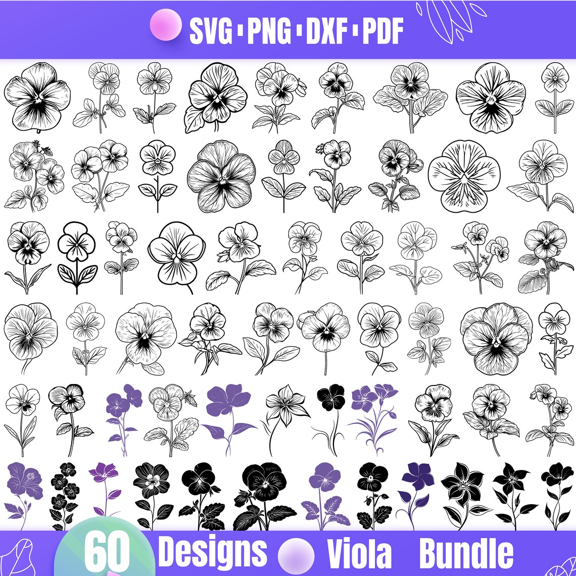 High Quality Viola Flower SVG Bundle, Viola Flower Dxf, Viola Flower ...