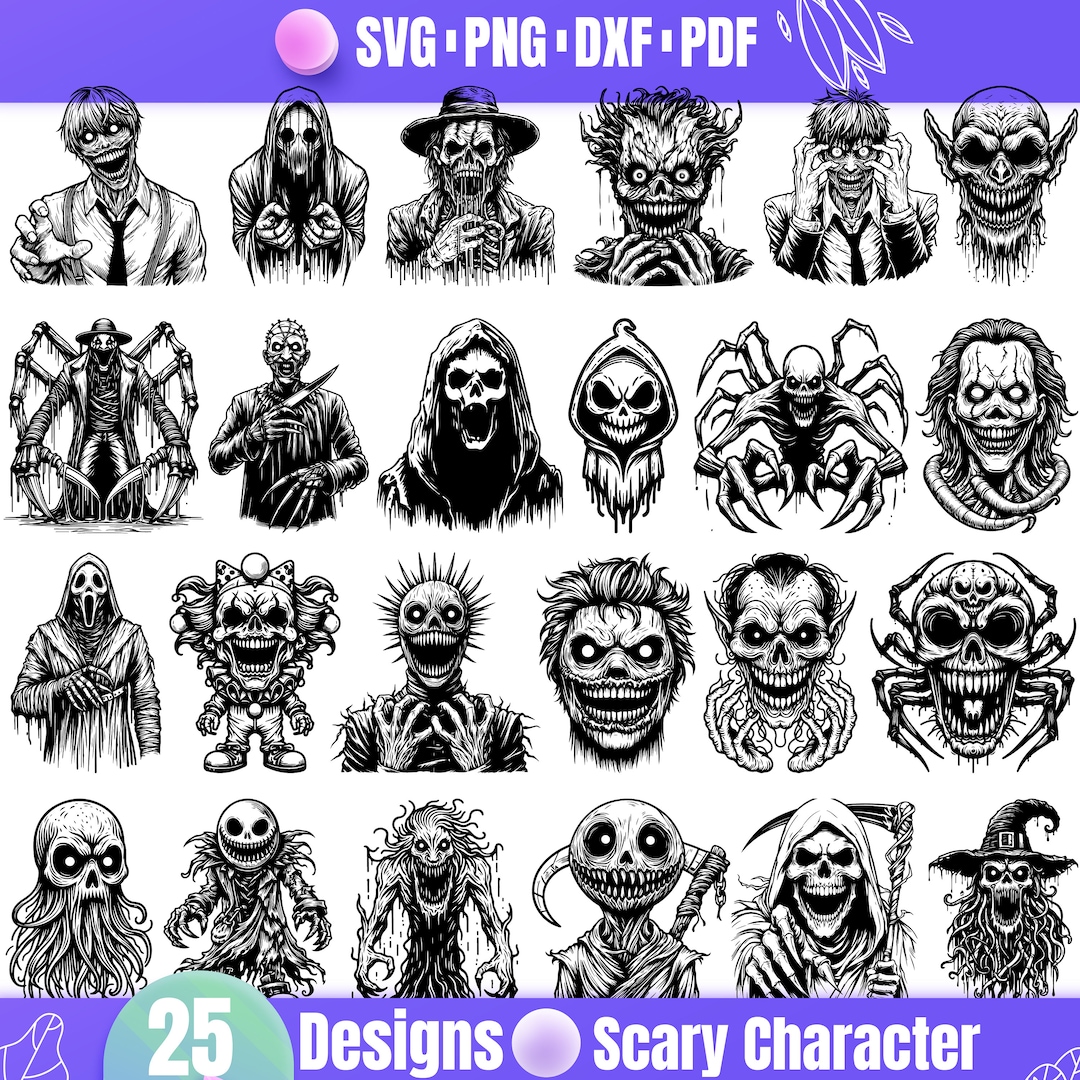 High Quality Scary Character SVG Bundle, Scary Character Dxf, Scary ...