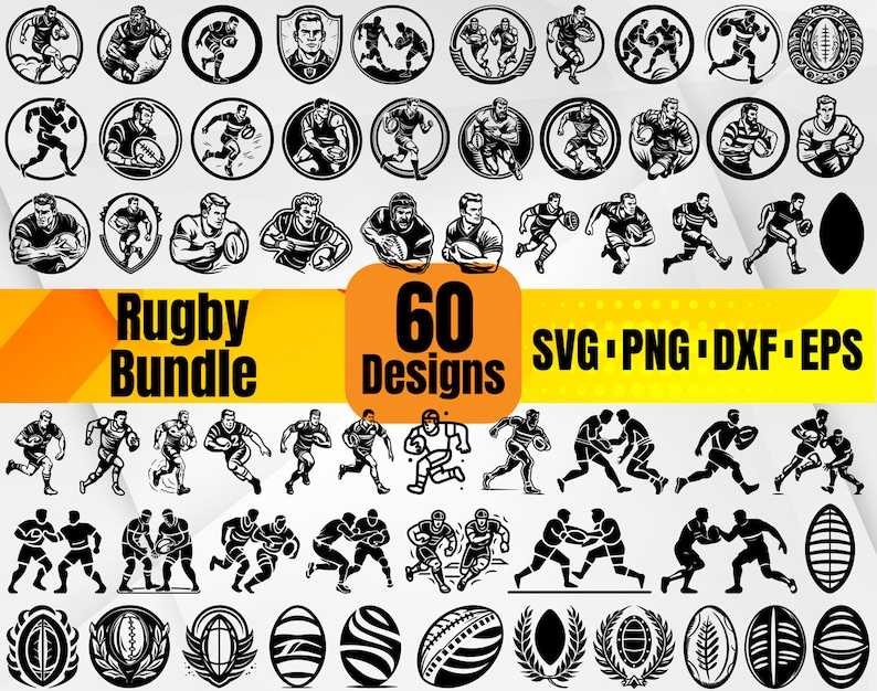 High Quality Rugby SVG Bundle, Rugby Ball Svg, Rugby Player Svg, Rugby ...