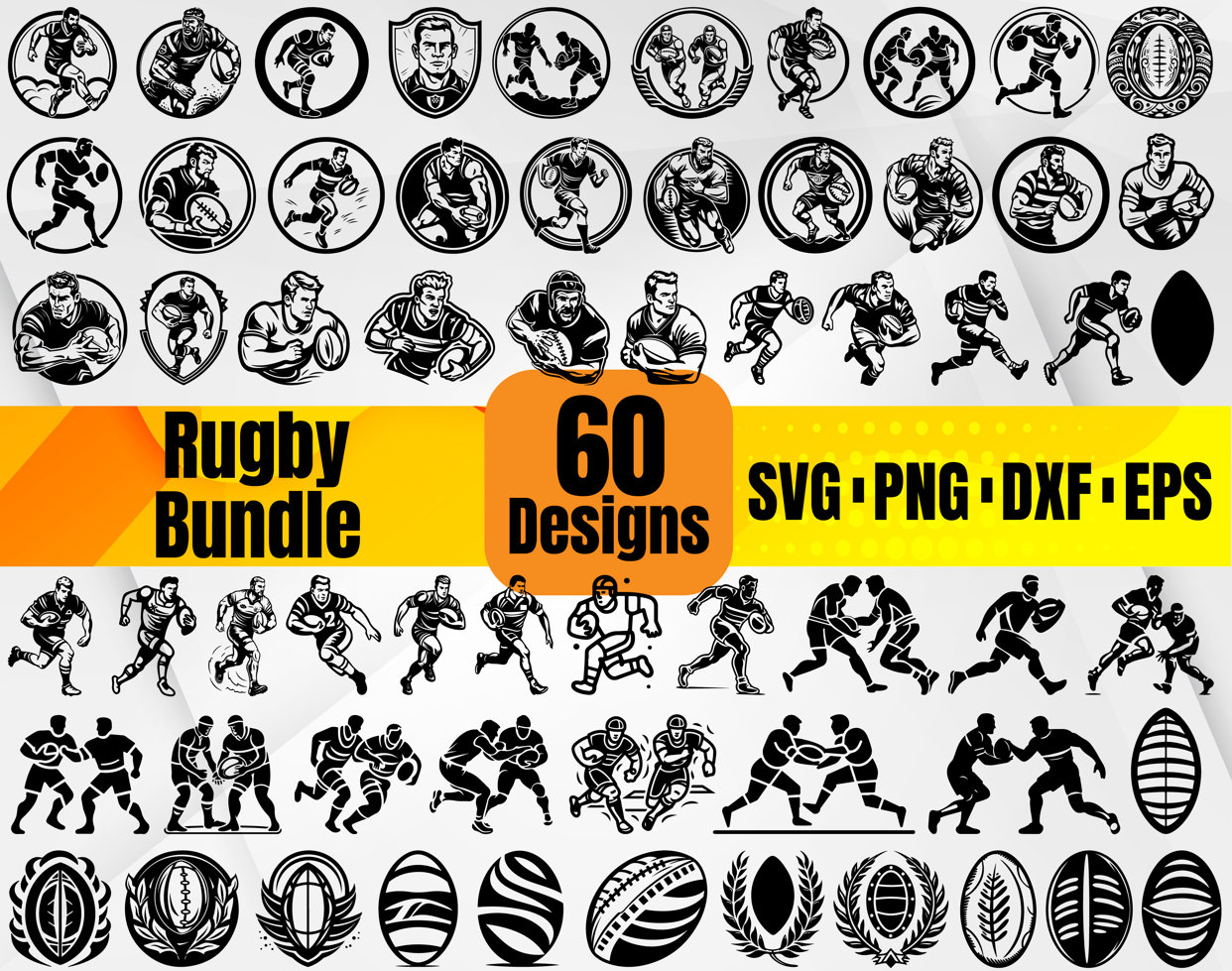 High Quality Rugby SVG Bundle, Rugby Ball Svg, Rugby Player Svg, Rugby ...