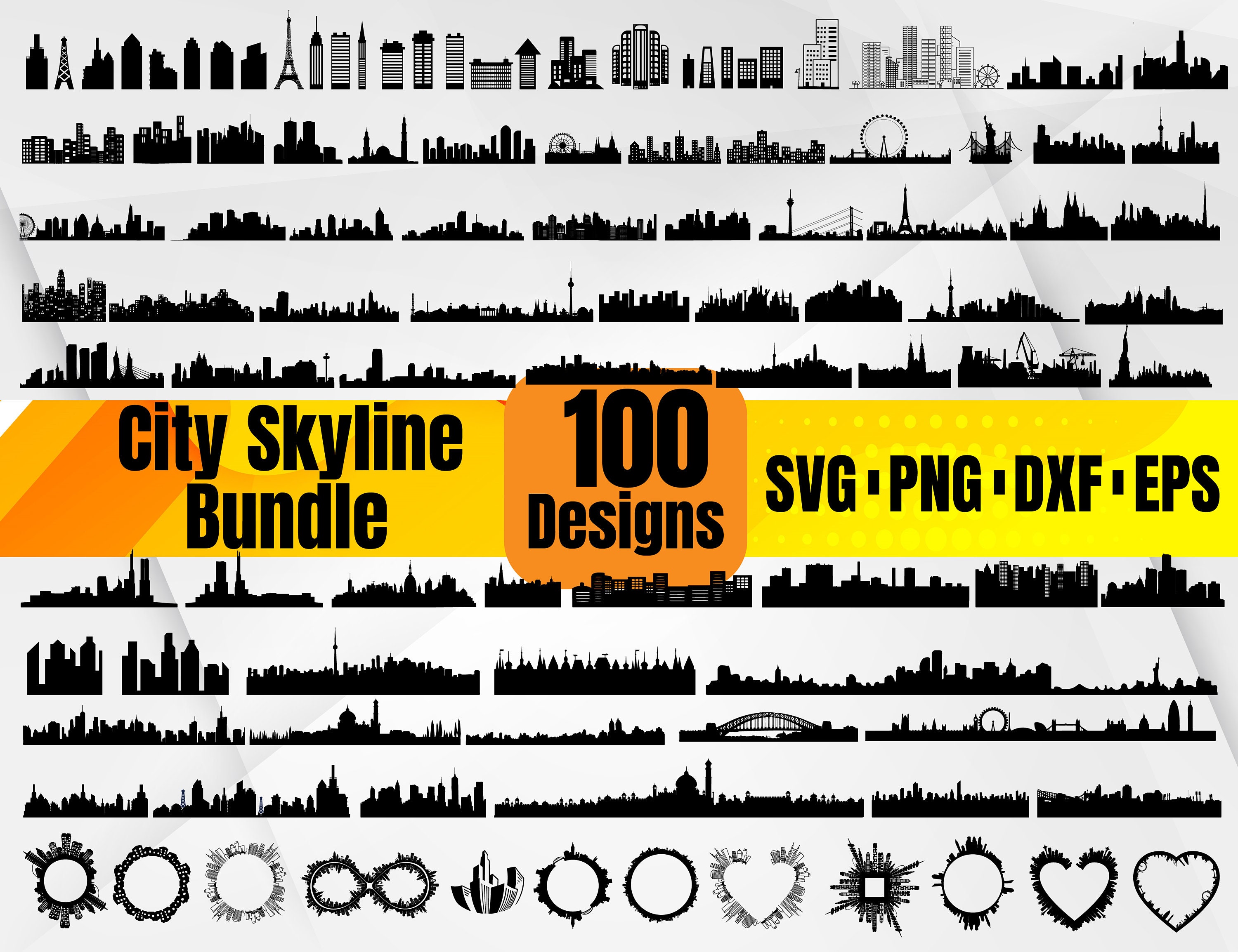 High Quality City Skyline SVG Bundle, City Skyline Svg, City Skyline ...