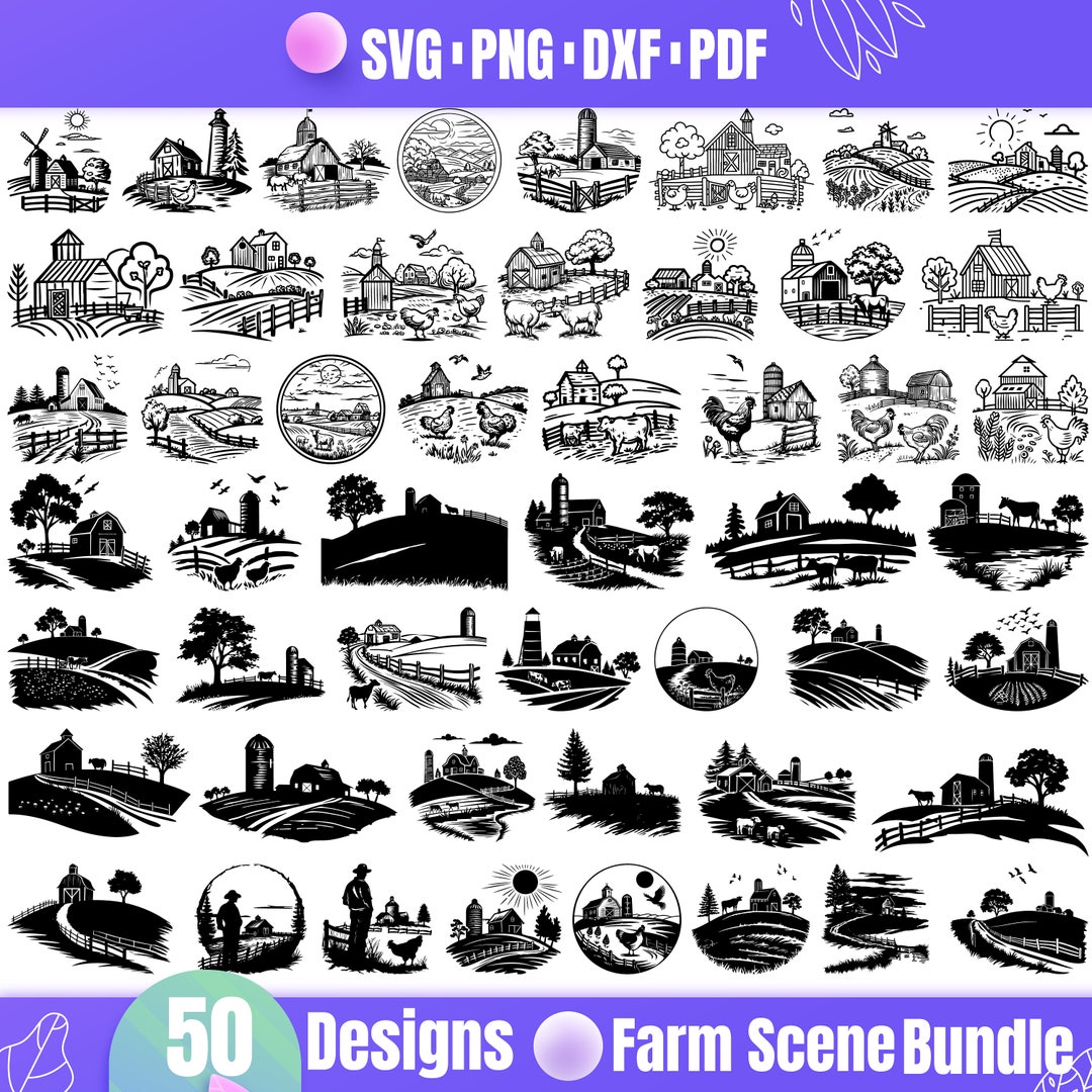 High Quality Farm Scene SVG Bundle, Farm Scene Dxf, Farm Scene Png ...