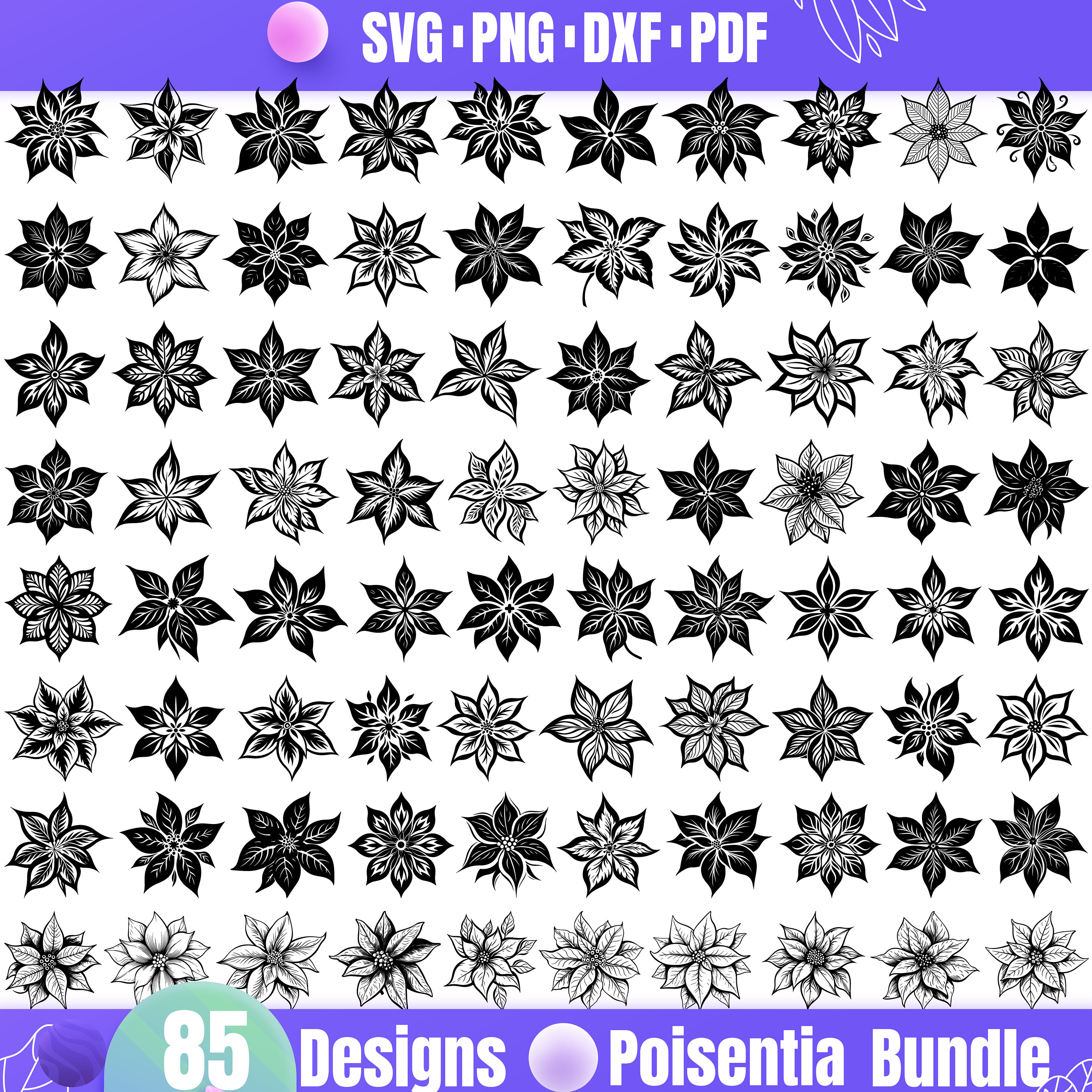 High Quality Poinsettia SVG Bundle, Poinsettia Clipart, Poinsettia Dxf ...