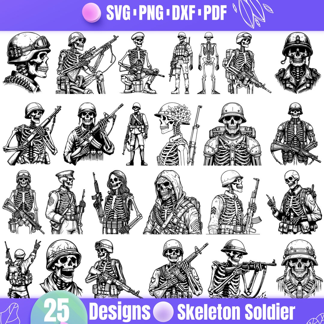 High Quality Skeleton Soldier SVG Bundle, Skeleton Soldier Dxf ...