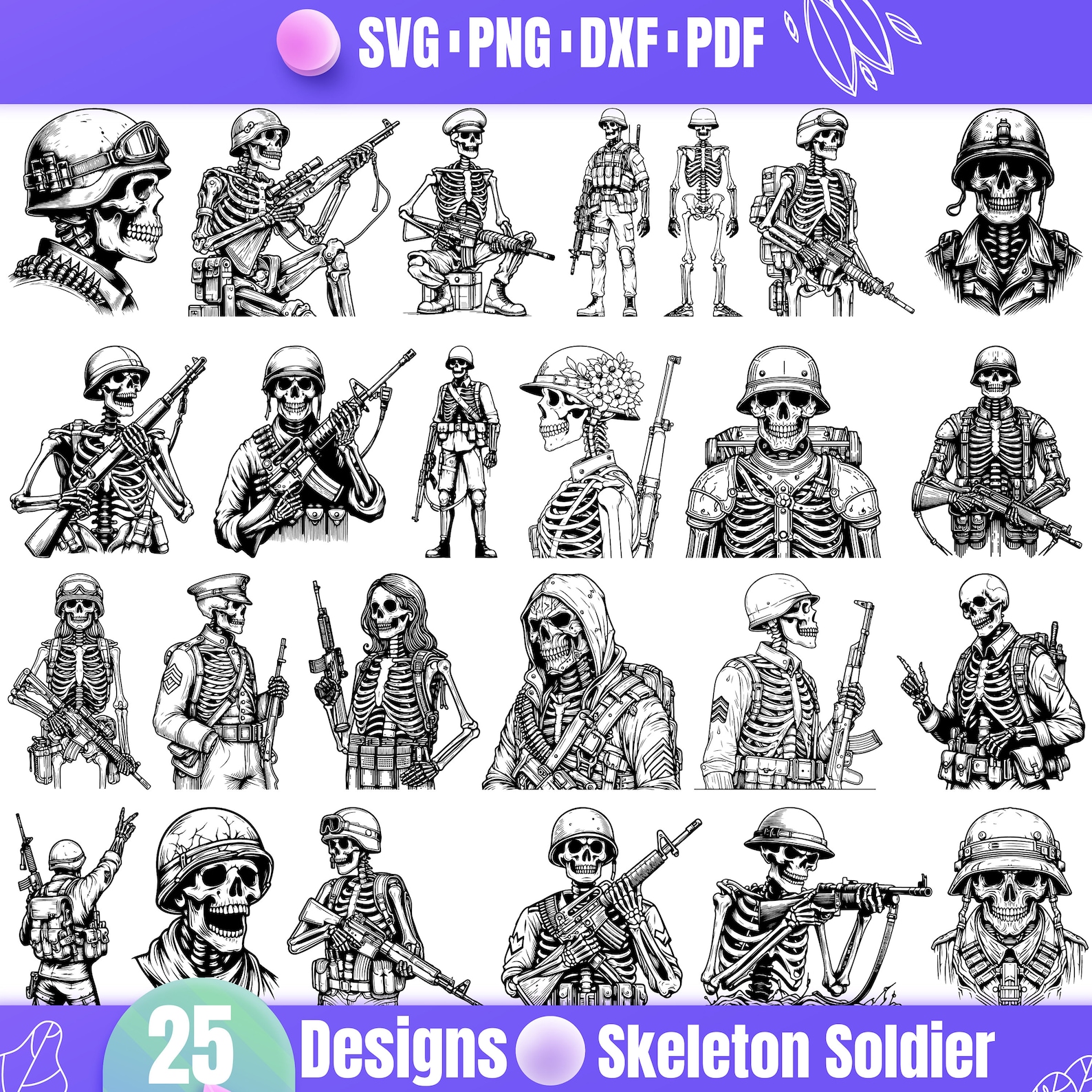 High Quality Skeleton Soldier SVG Bundle, Skeleton Soldier Dxf ...
