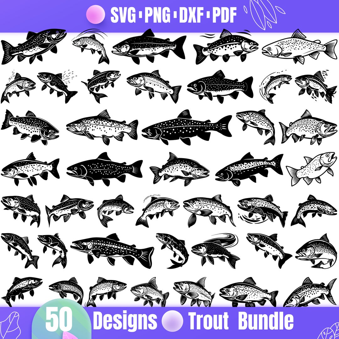 High Quality Trout SVG Bundle, Trout Dxf, Trout Png, Trout Vector ...