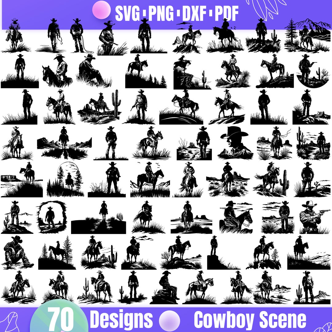 High Quality Cowboy Scene SVG Bundle, Cowboy Life Svg, Cowboy Scene Dxf ...