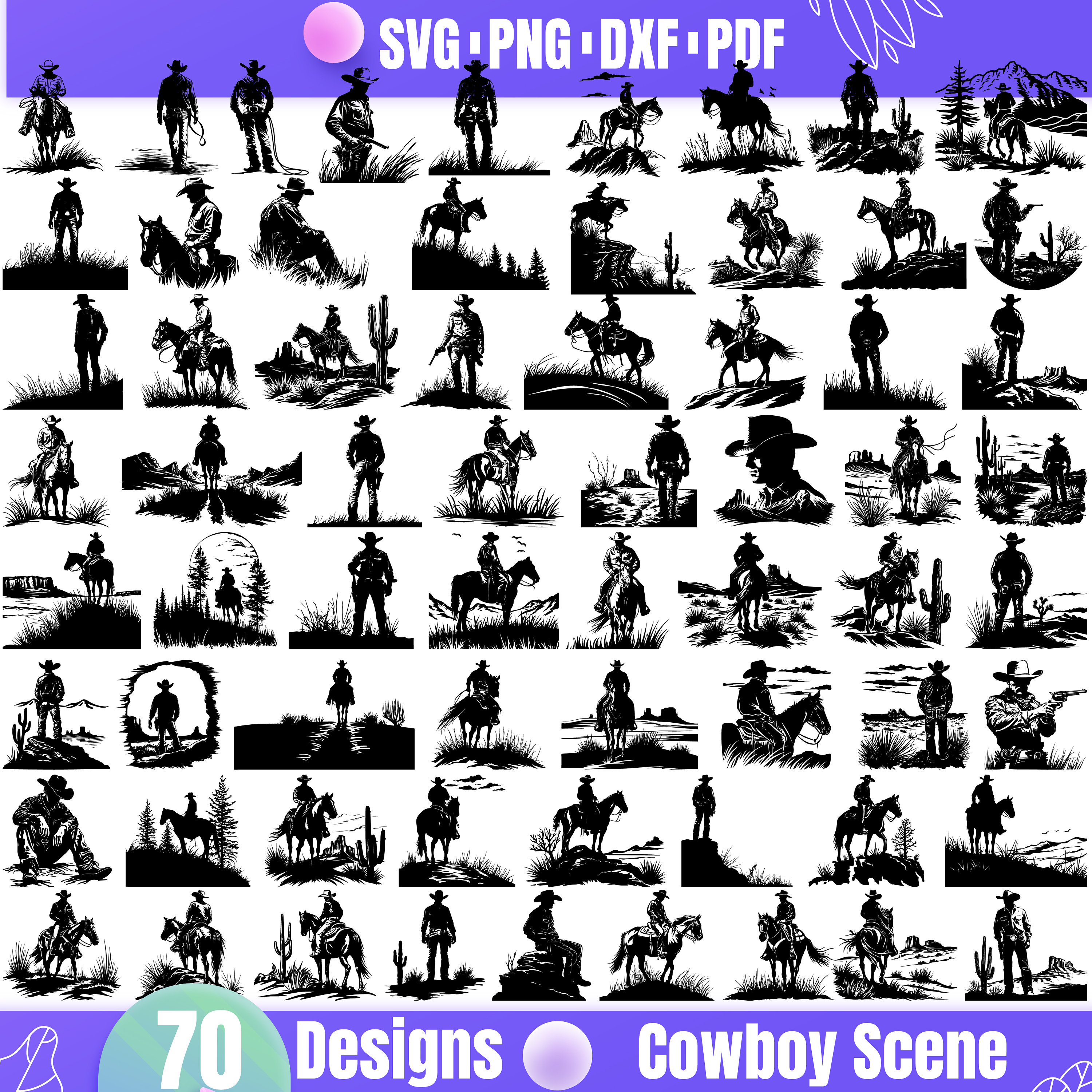 High Quality Cowboy Scene SVG Bundle, Cowboy Life Svg, Cowboy Scene Dxf ...