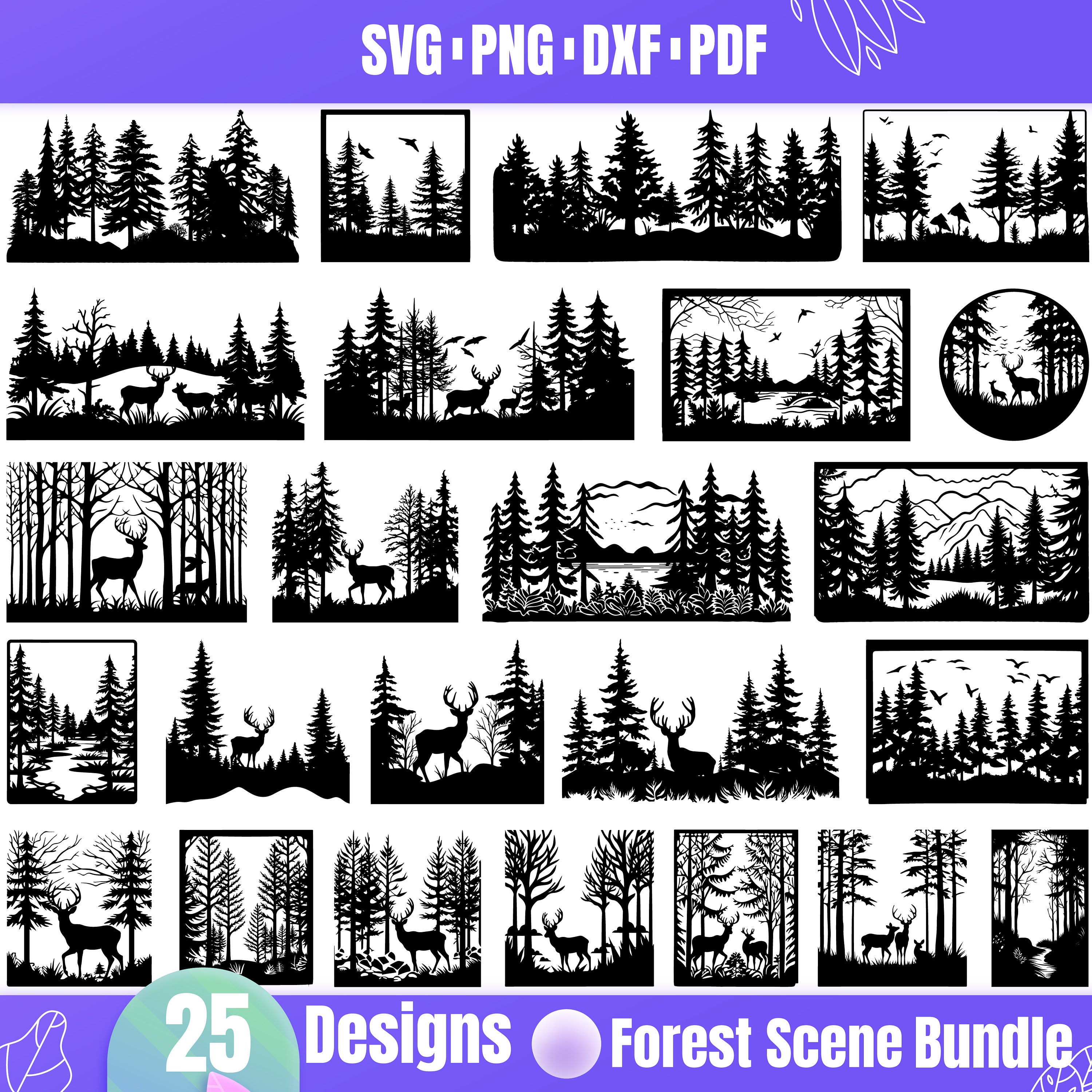 High Quality Forest Scene SVG Bundle, Forest Scene Dxf, Forest Scene ...