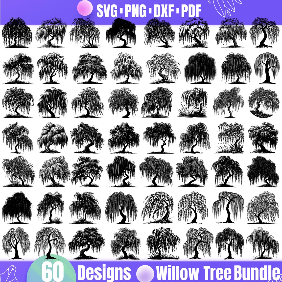 High Quality Willow Tree SVG Bundle, Willow Tree Dxf, Willow Tree Png ...