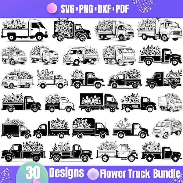 Flower Truck Svg - Etsy