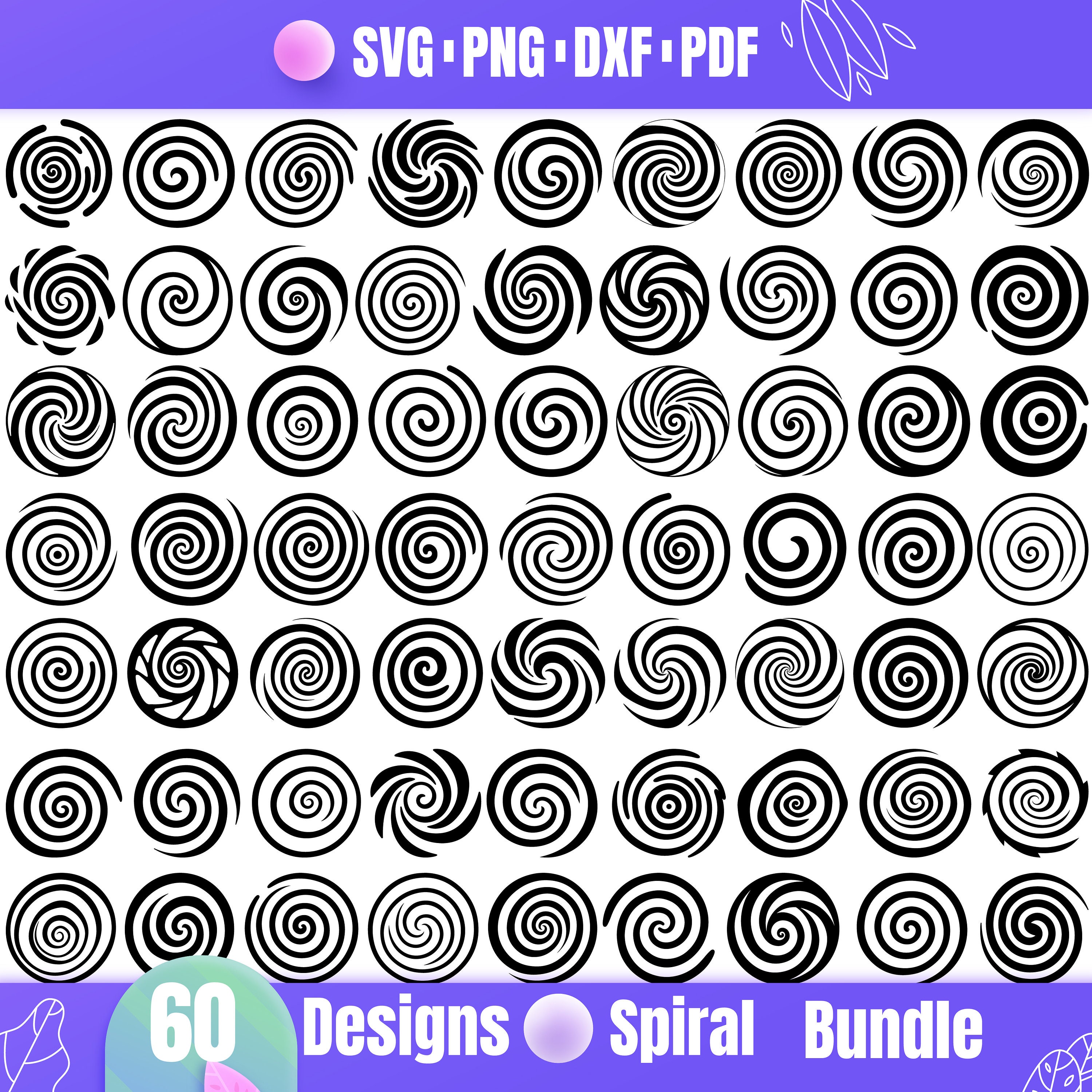 High Quality Spiral SVG Bundle, Spiral Dxf, Spiral Png, Spiral Vector ...