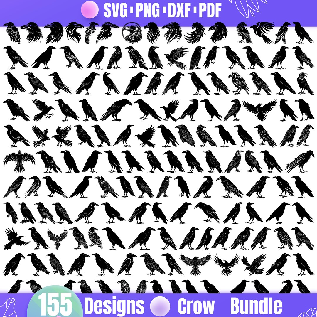 High Quality Crow SVG Bundle, Flying Crow Svg, Black Crow Svg, Wild ...