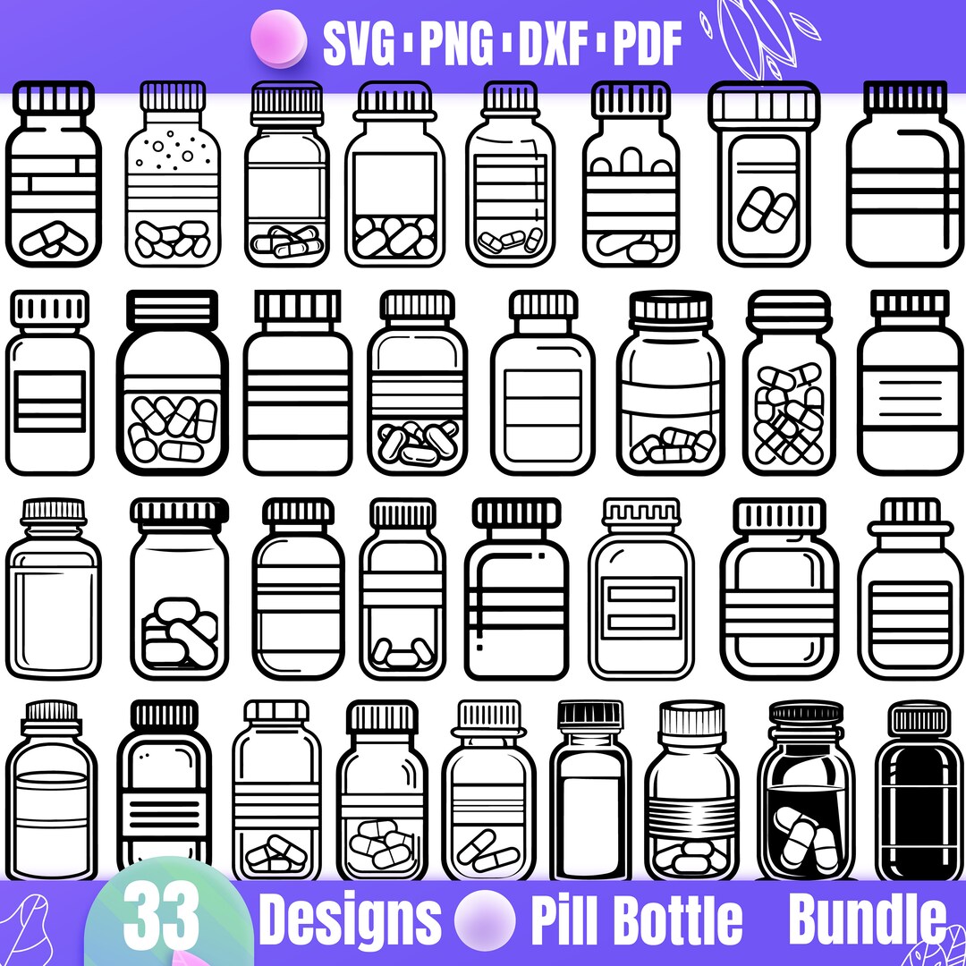 High Quality Pill Bottle SVG Bundle, Pill Bottle Dxf, Pill Bottle Png ...