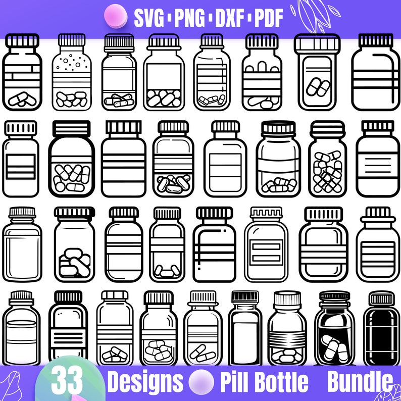 High Quality Pill Bottle SVG Bundle, Pill Bottle Dxf, Pill Bottle Png ...