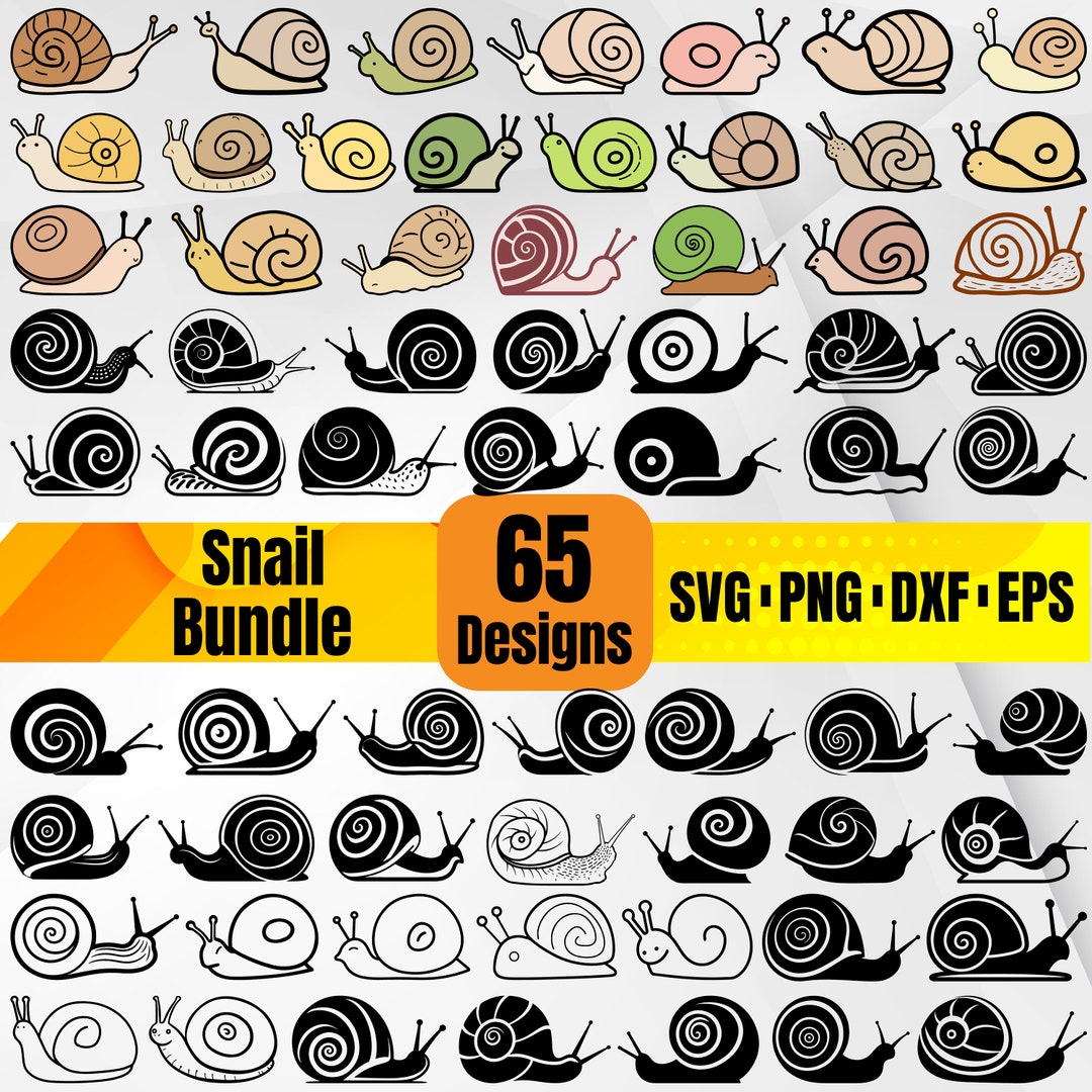 High Quality Snail SVG Bundle, Snail Dxf, Snail Png, Snail Vector ...