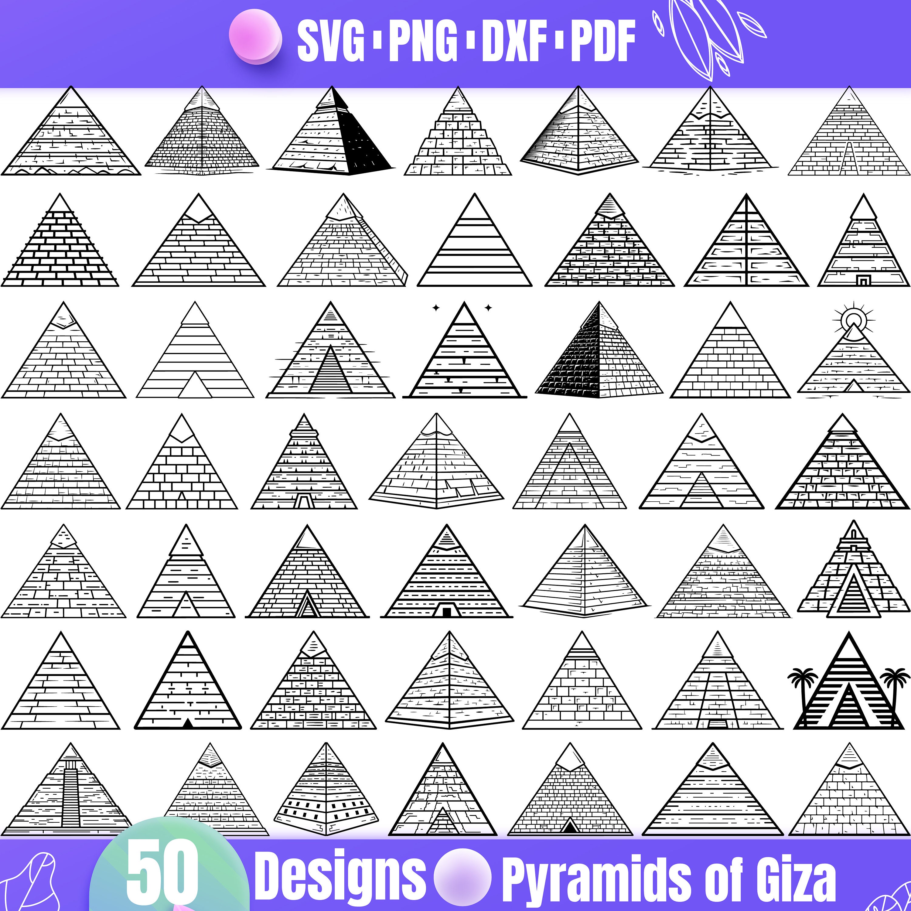 High Quality Pyramids of Giza SVG Bundle, Pyramids of Giza Dxf ...
