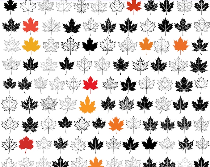 Maple Leaf SVG Bundle, Maple Leaf Outline Clipart, 15 Maple Leaves Cut ...