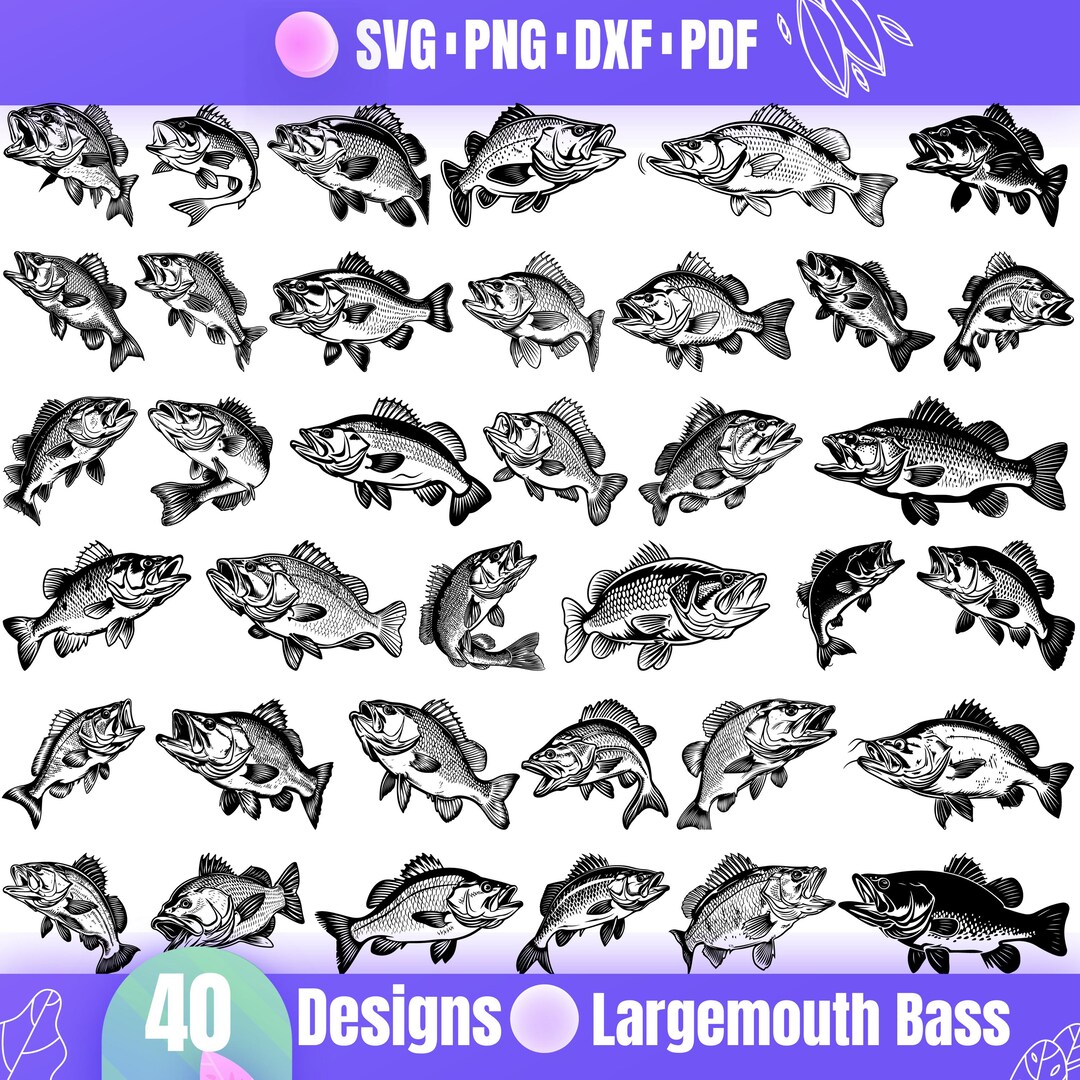 High Quality Largemouth Bass SVG Bundle, Largemouth Bass Dxf ...