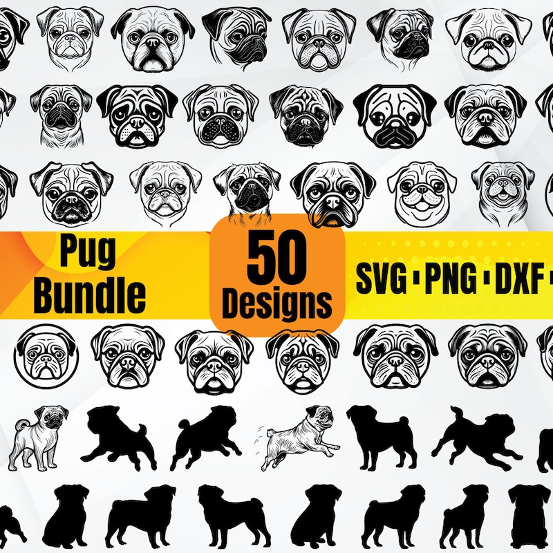 Pug Svg - Etsy Canada