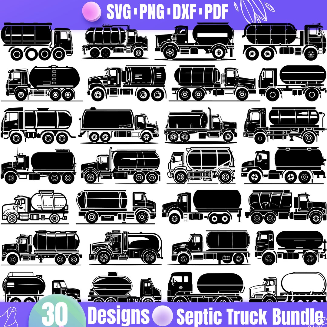 High Quality Septic Truck SVG Bundle, Septic Truck Dxf, Septic Truck ...