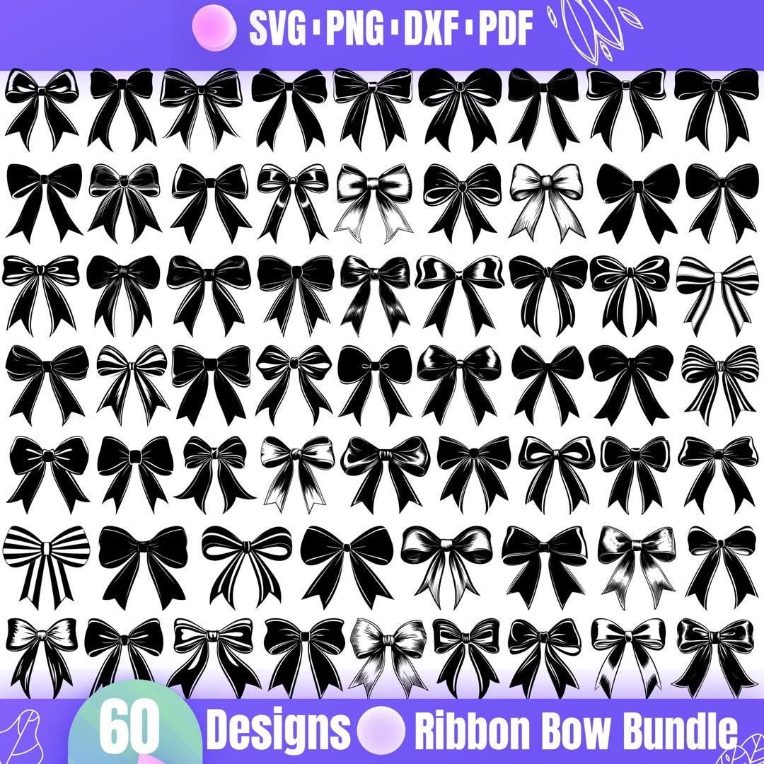 High Quality Ribbon Bow SVG Bundle, Ribbon Bow Dxf, Ribbon Bow Png ...