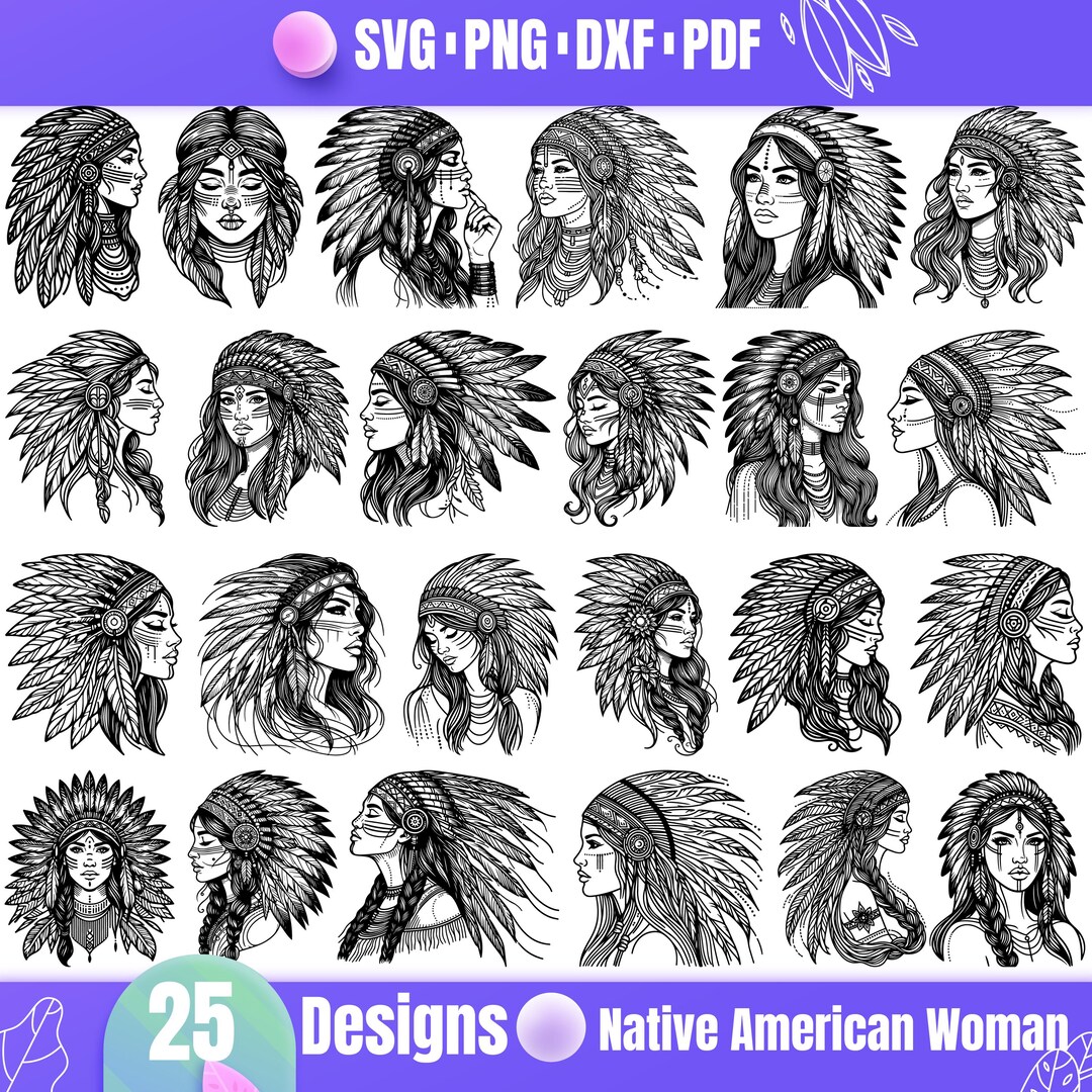 High Quality Native American Woman SVG Bundle, Native American Dxf ...