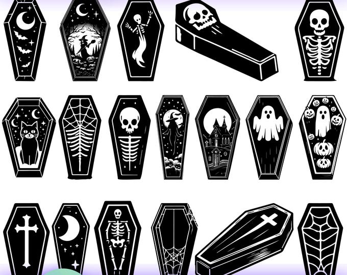 Halloween Coffin Svg, Coffin Png, Spooky Coffin Clipart, Halloween Cricut, Halloween Scene Png ...
