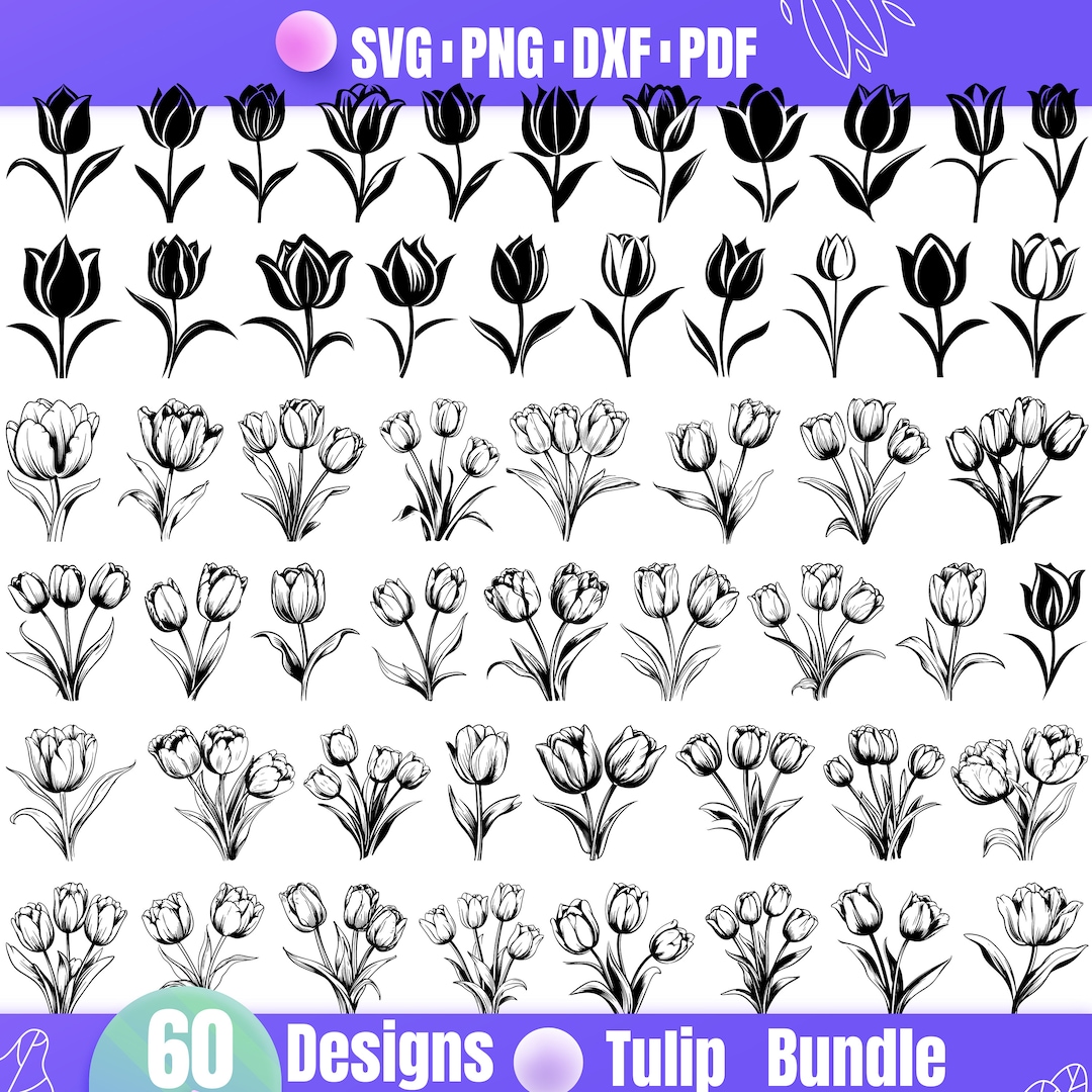 Tulip Svg | Elegant Spring Flower Clipart for Crafting - Etsy