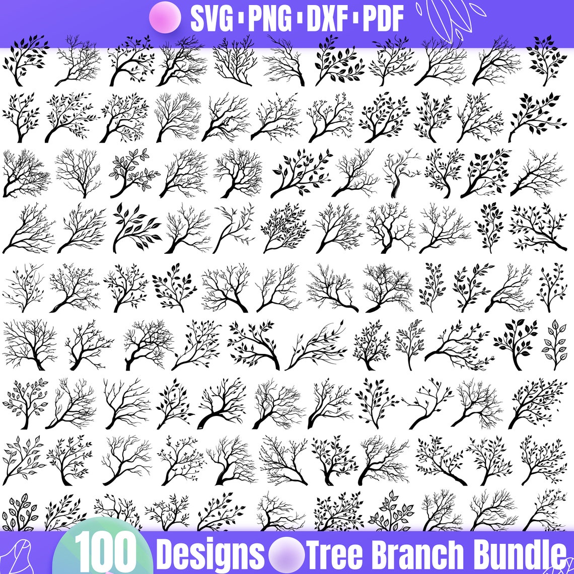High Quality Tree Branch SVG Bundle, Tree Branch Dxf, Tree Branch Png ...