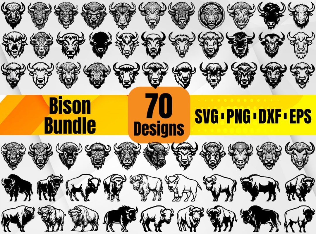 High Quality Bison SVG Bundle, Buffalo Svg, Bison Dxf,bison Png,bison ...