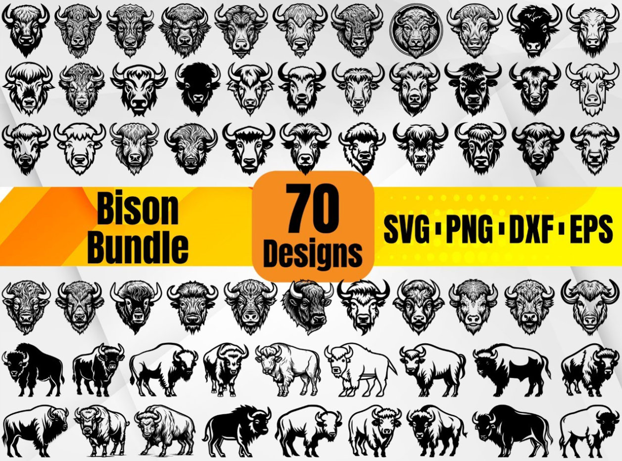 High Quality Bison SVG Bundle, Buffalo Svg, Bison Dxf,bison Png,bison ...